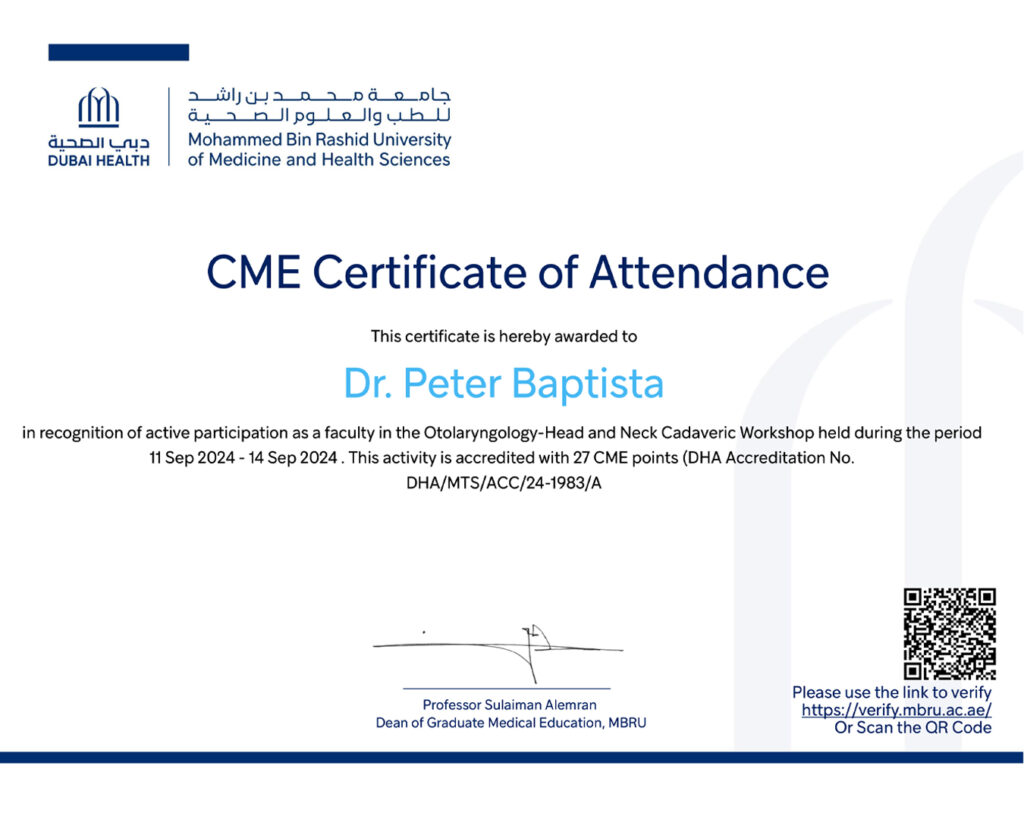 Best ENT Specialist in Dubai | Otolaryngologist Dubai | Dr. Peter Baptista